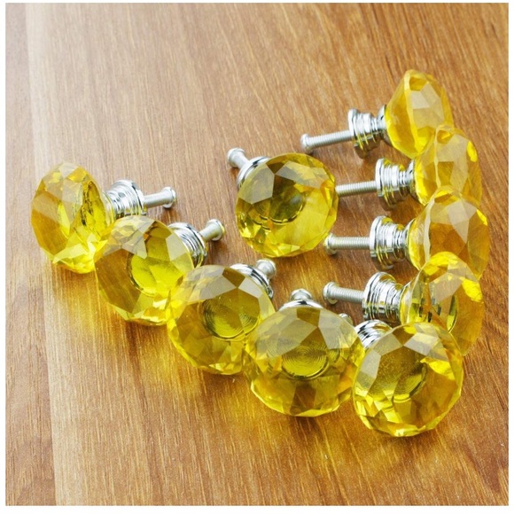 Accessories | 9 Pcsyellow Crystal Glass Cabinet Knobs | Poshmark